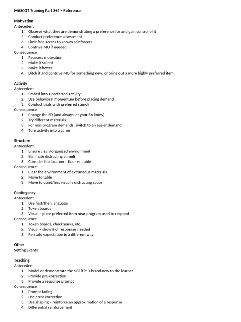 MASCOT Part 3+4 Reference | PDF