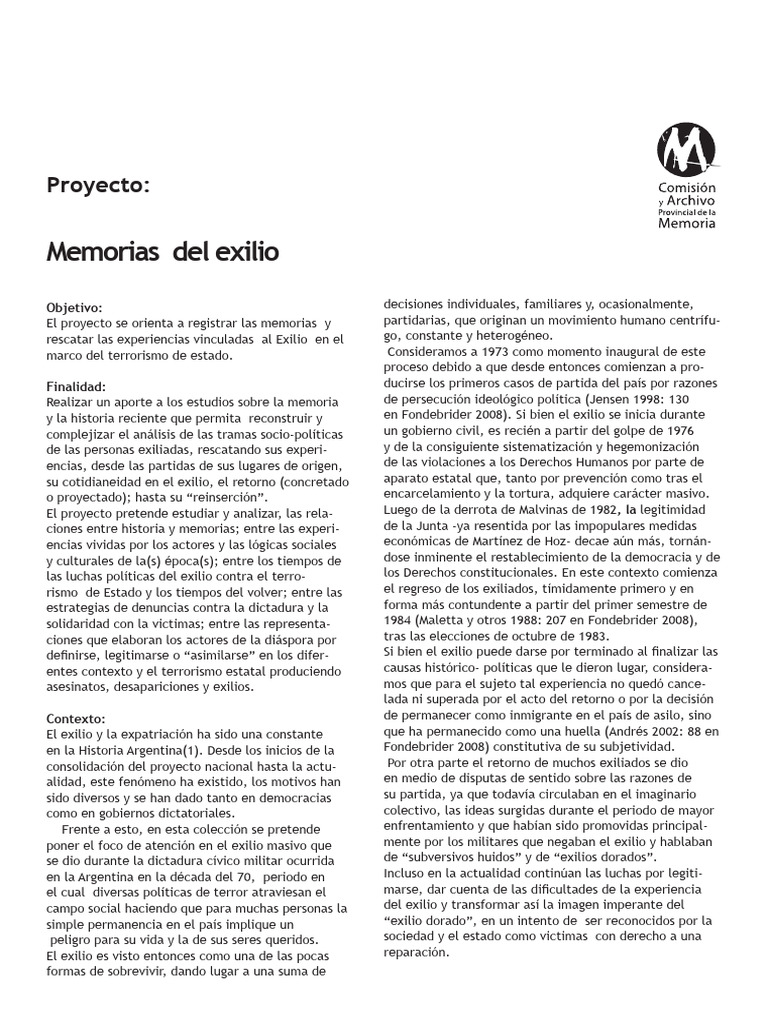 Exilio | PDF | Dictadura | Argentina