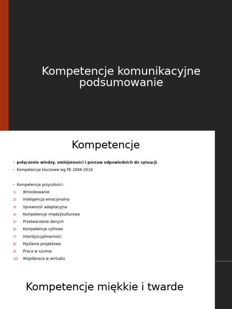 Kompetencje Komunikacyjne-Podsumowanie | PDF