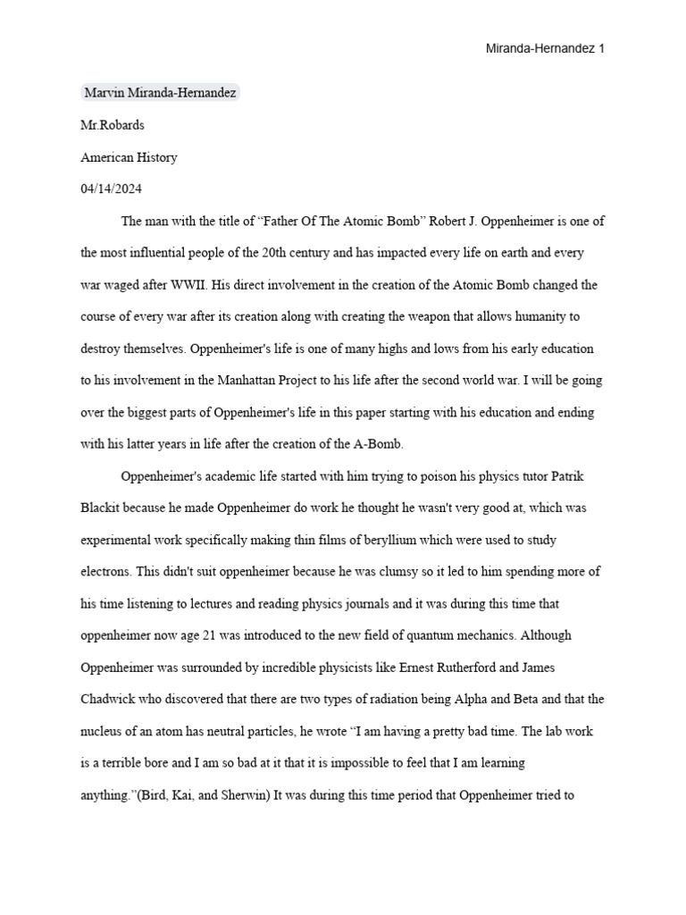 Oppenheimer: Life and Legacy | PDF | Physics | Physical Sciences