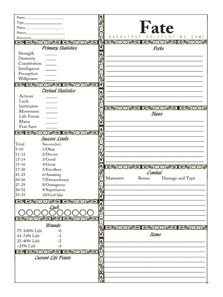 Fate Fillable Character Sheet | PDF | Role Playing Games | Role Playing ...