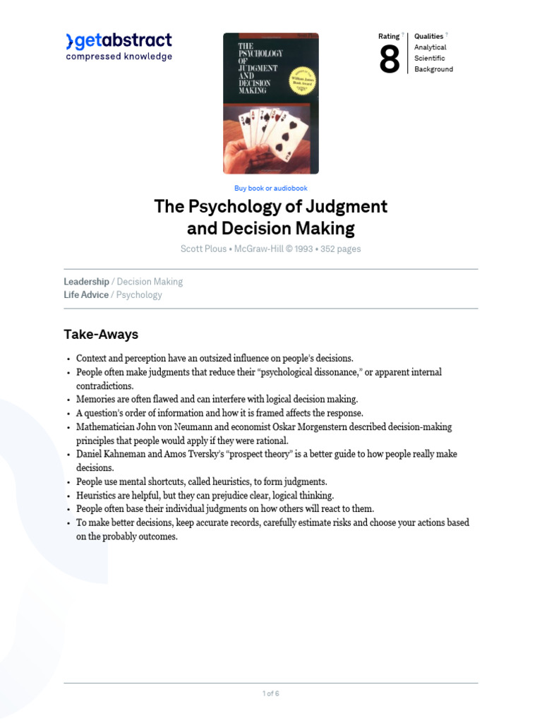 Understanding Decision Making Psychology | PDF | Representativeness ...