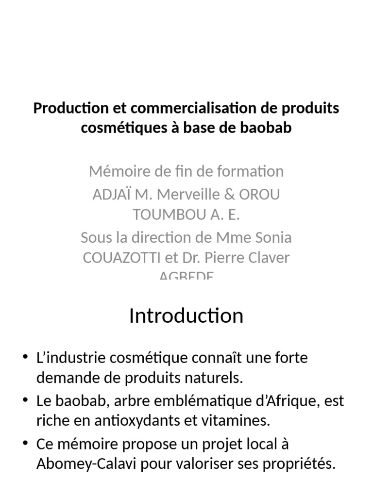 Memoire Baobab Cosmetiques FINAL | PDF