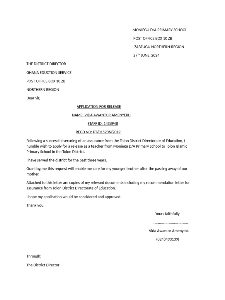 Letter of Release | PDF