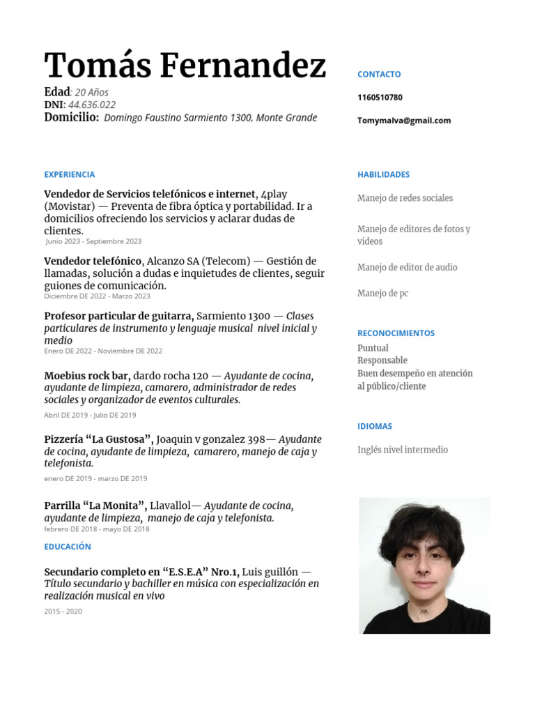 CV Tomás Fernandez | PDF
