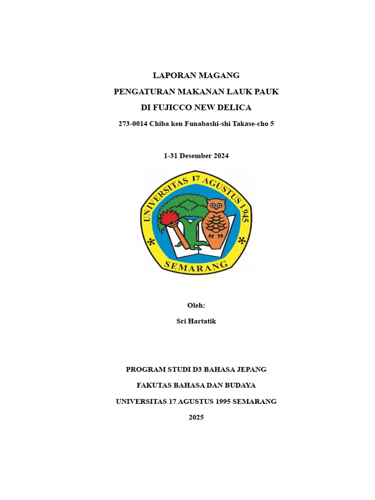 Laporan Magang Sri Hartatik | PDF