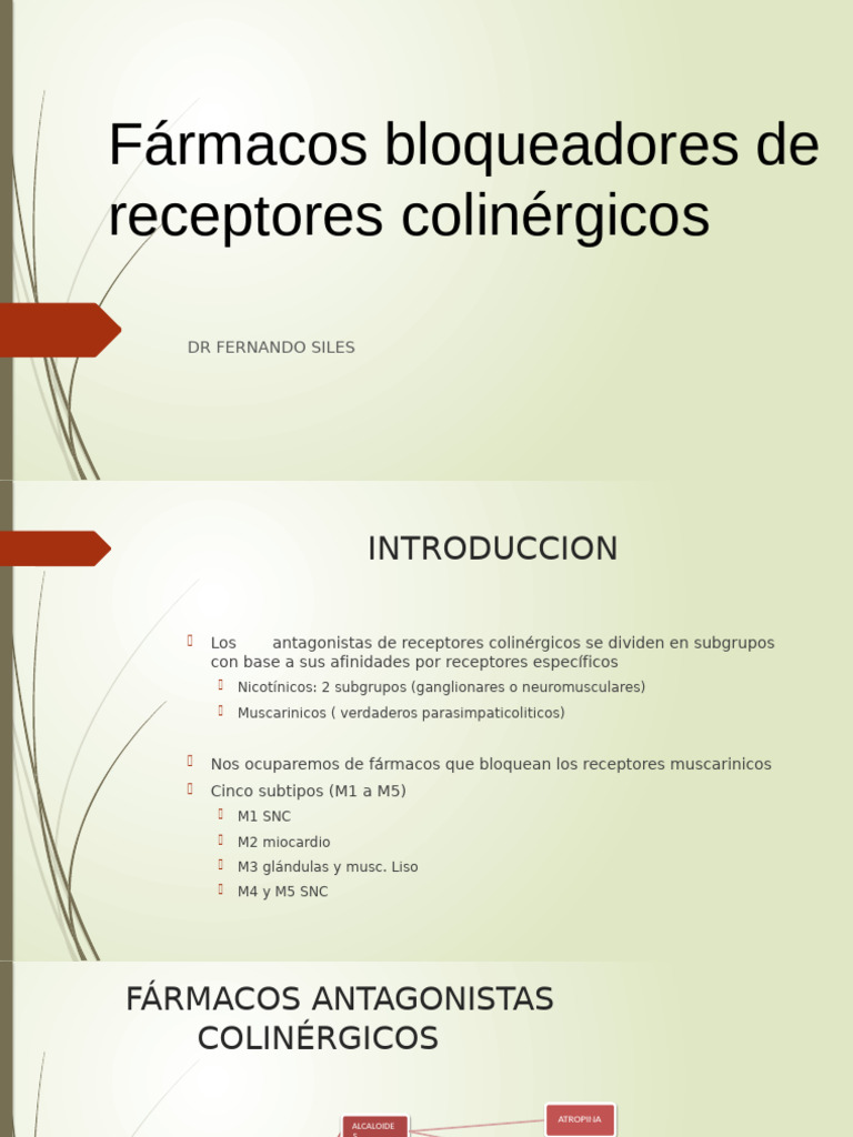 Farmacos Antagonistas de Los Receptores Colinergicos | PDF | Acetilcolina