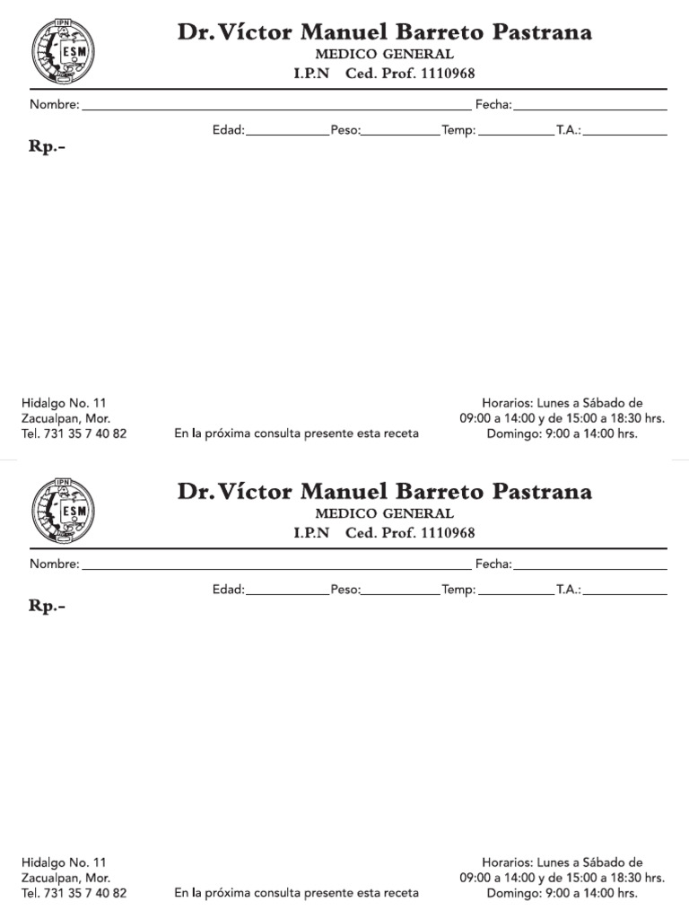 Receta DR Soriano 2025 | PDF