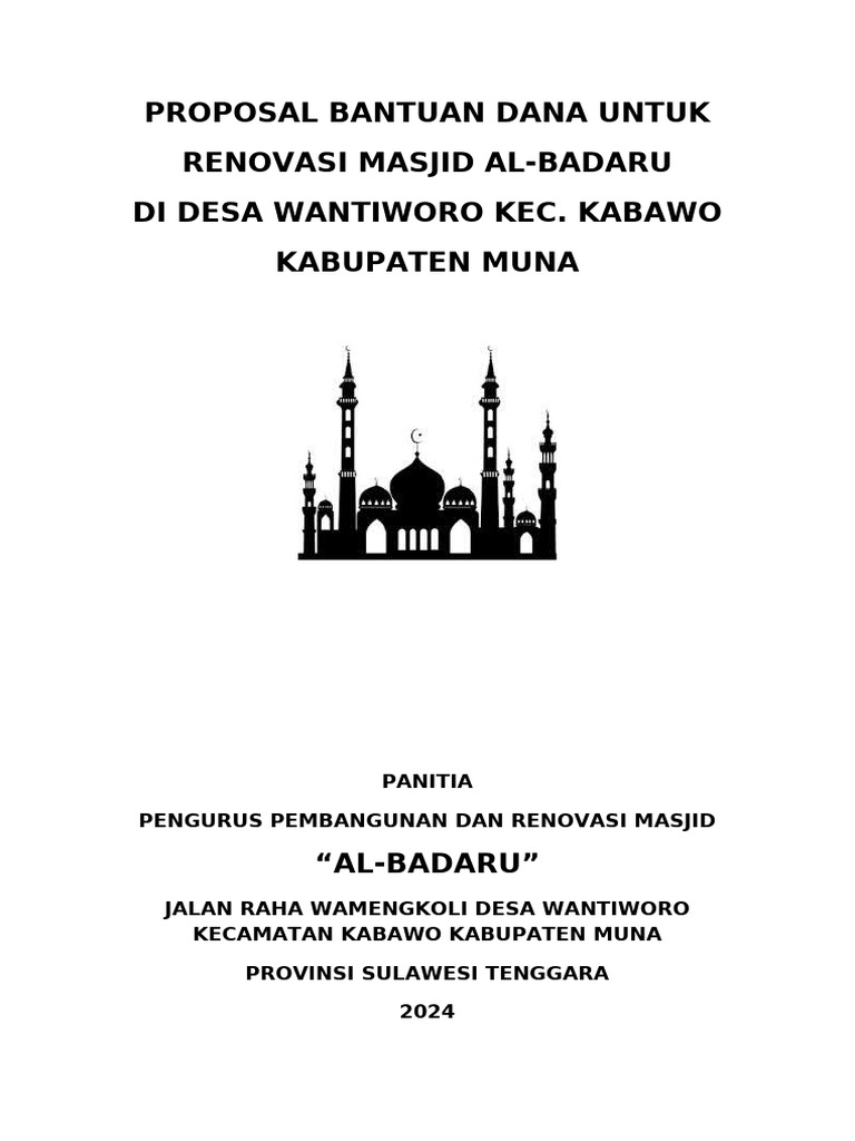 Proposal Bantuan Dana Renovasi Masjid | PDF
