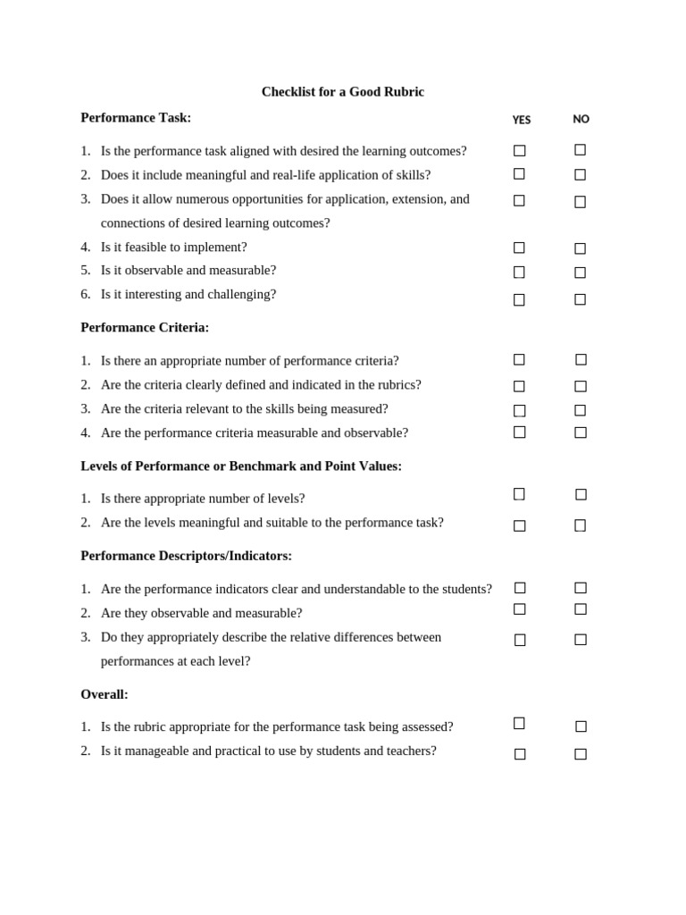 Checklist-for-a-Good-Rubric | PDF