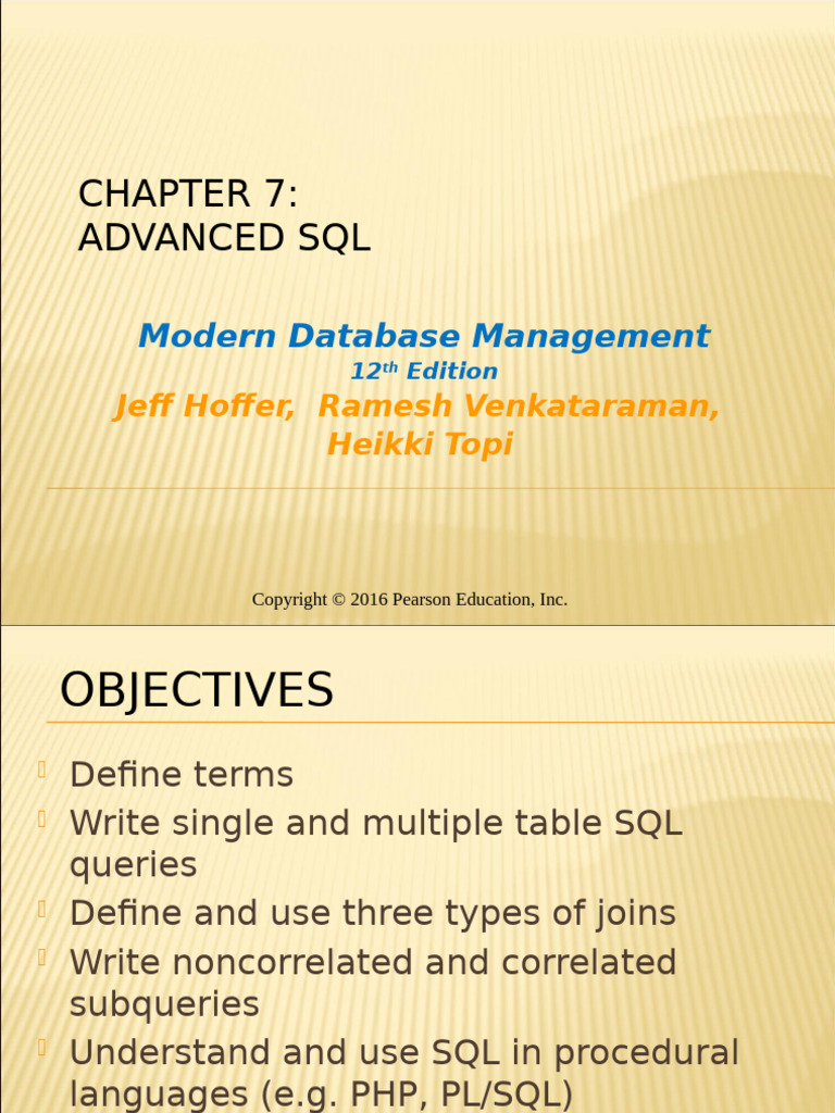 Lecture 6 - Advanced SQL | PDF | Sql | Databases