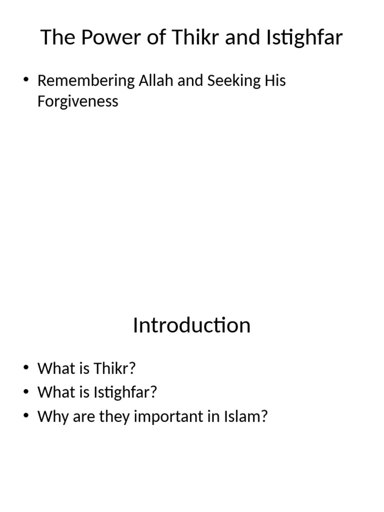 Thikr and Istighfar Presentation Updated | PDF | Takbir | Monotheism
