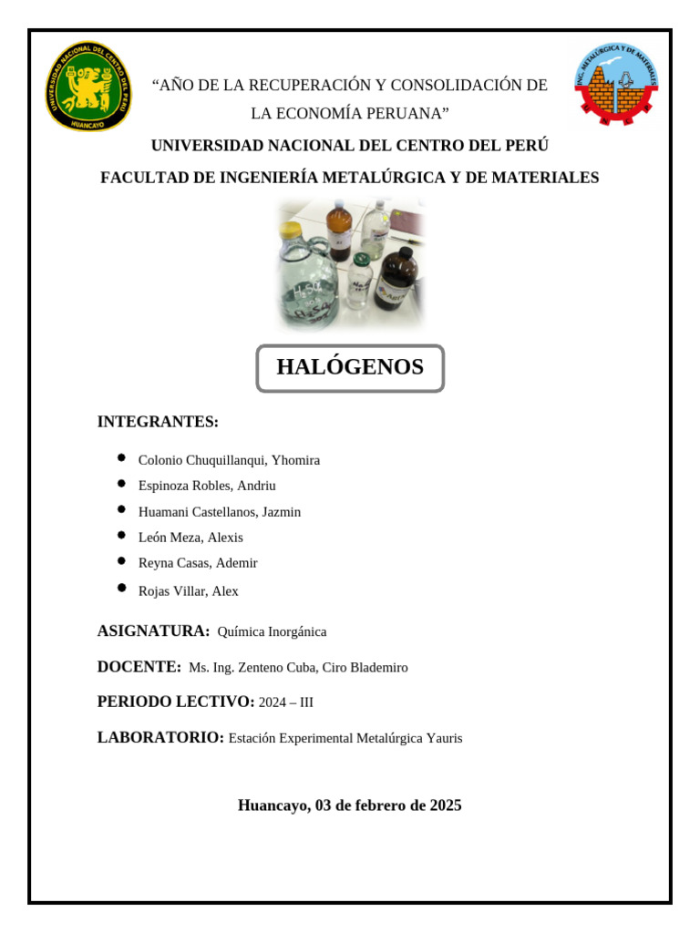 los halogenos informe (1) | PDF | Cloro | Ácido