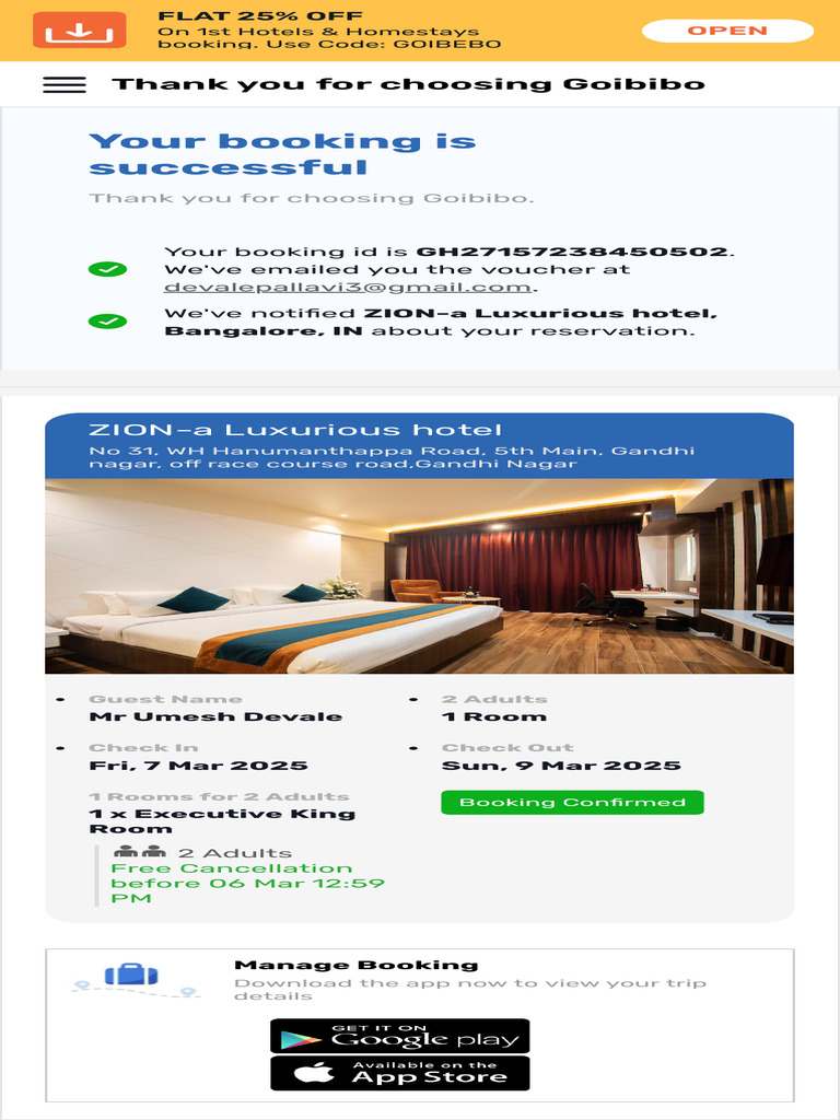 Thank You For Choosing Goibibo | PDF