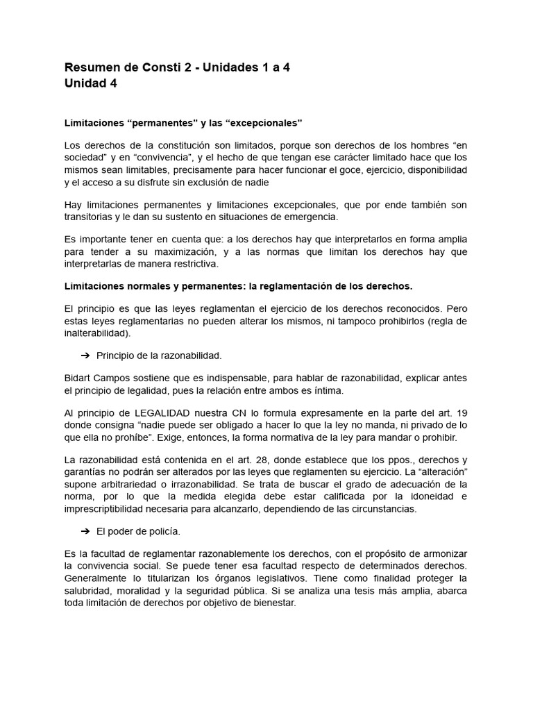 Resumen de Consti 2 - Unidad 4 | PDF | Constitución | Estado (política)