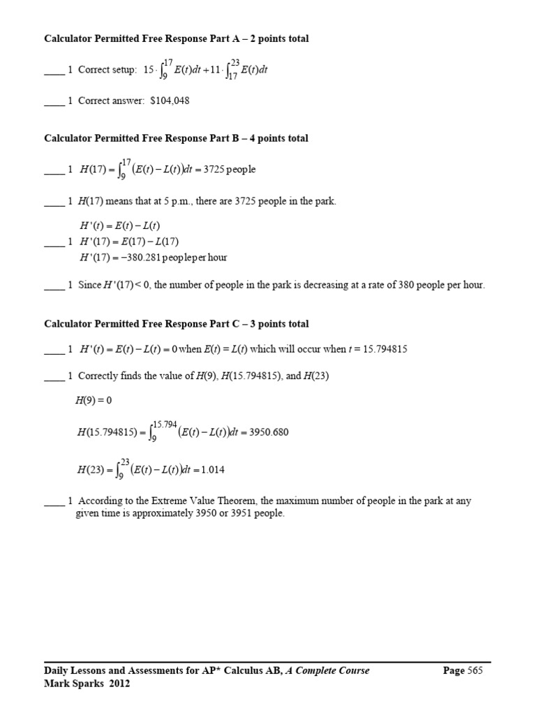 AP Calculus AB Daily Lessons & Assessments | PDF