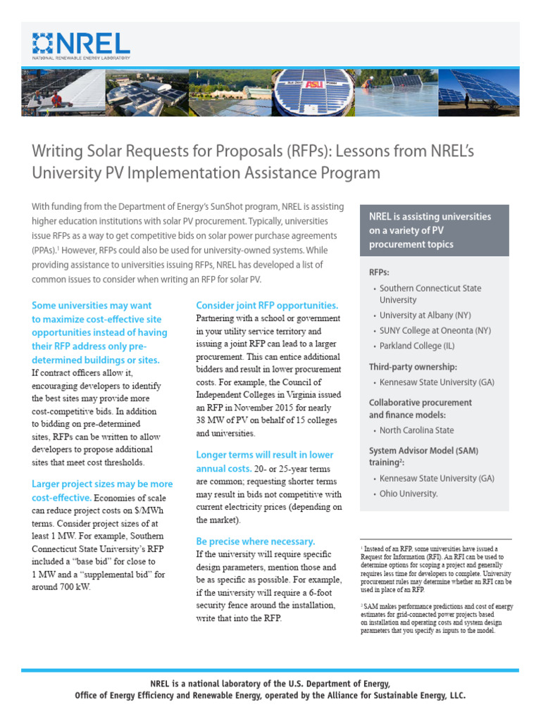 Writing Effective Solar RFPs for Universities | PDF | Energy And The ...