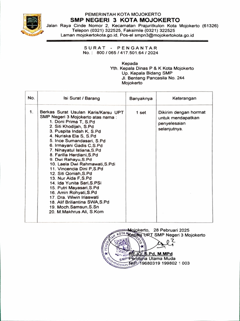 Surat Pengantar Karis & Karsu | PDF