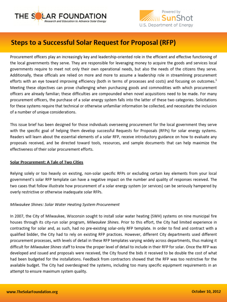 Successful Solar RFP Development Guide | PDF | Photovoltaic System ...