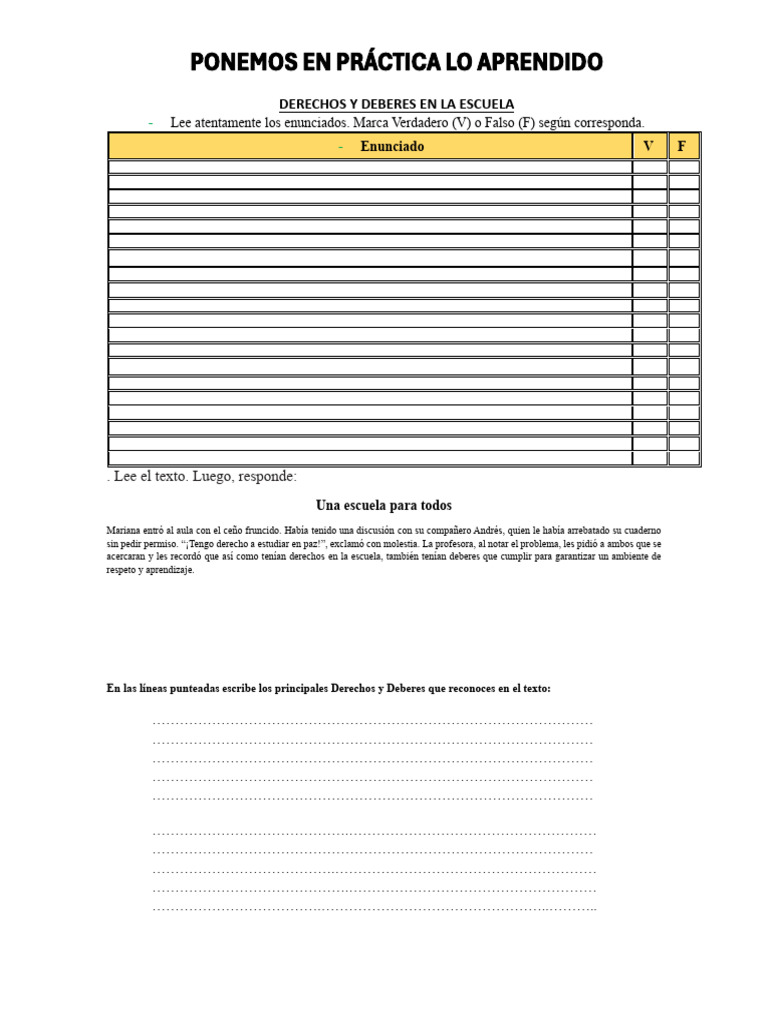 Ficha Apred. Unid.1 DPCC 2do Grado | PDF | Escuelas | Maestros