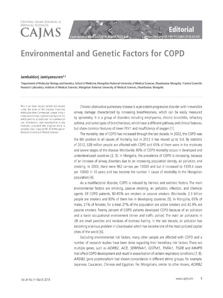 Environmental and Genetic Factors for COPD | PDF | Chronic Obstructive ...