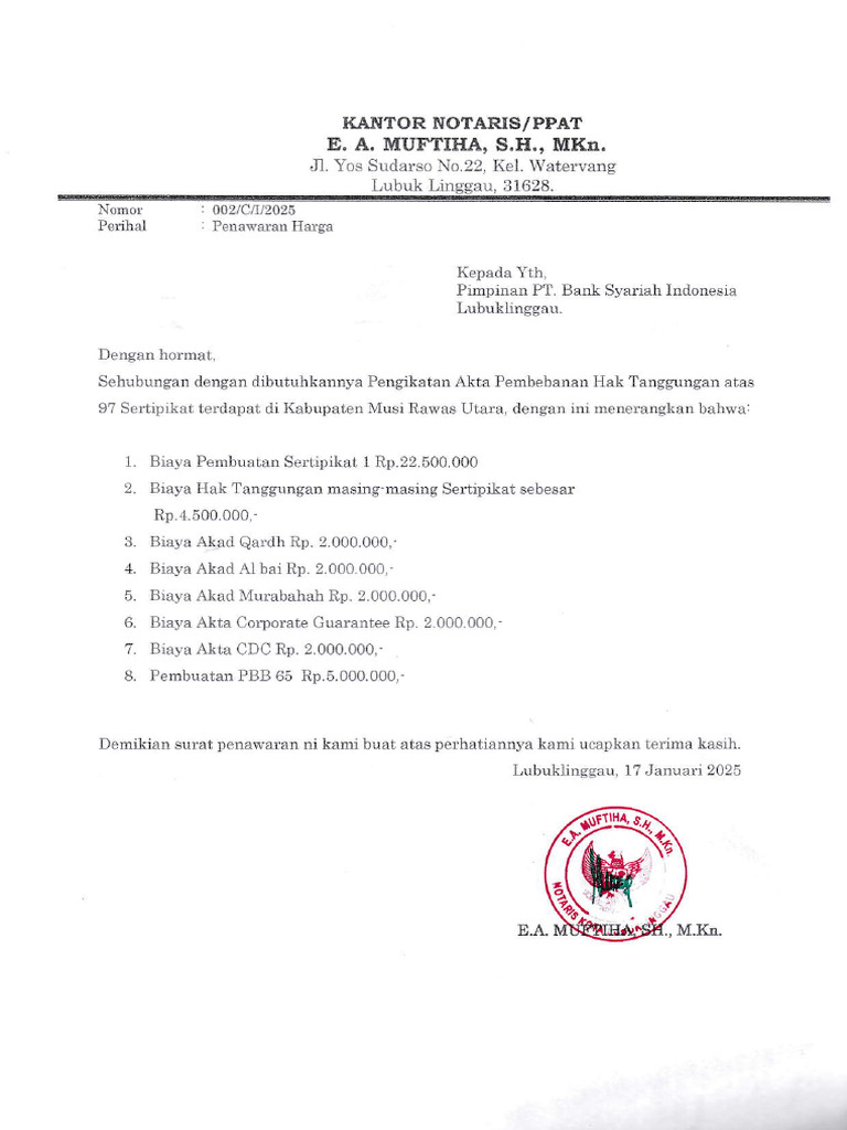 Surat Penawaran - 20250117 - 0001 | PDF