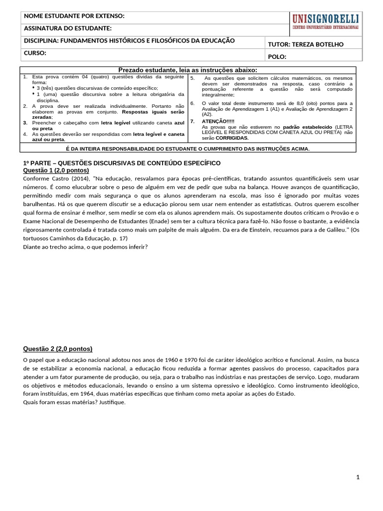 A2 Fundamentos Hist Ricos e 20220611-122553 | PDF