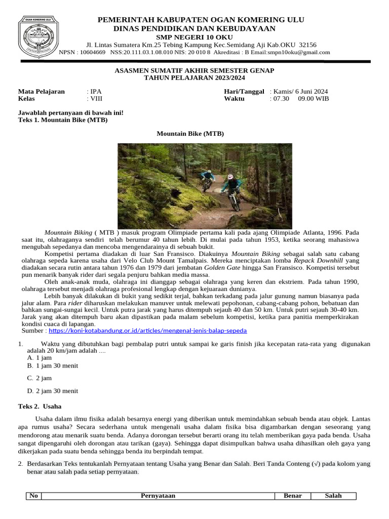 Soal Asas Ipa Kelas 8 Th. 2024 | PDF