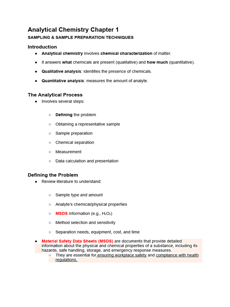 Chapter 1 Kimia Analysis | PDF | Filtration | Analytical Chemistry