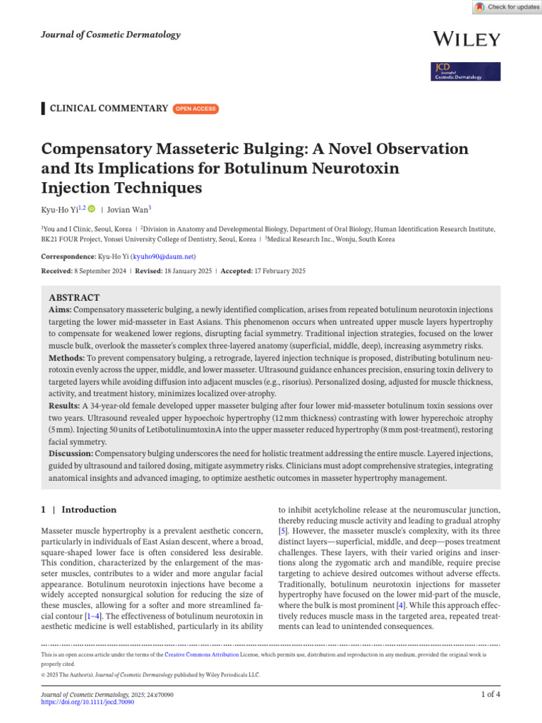 J of Cosmetic Dermatology - 2025 - Yi - Compensatory Masseteric Bulging ...