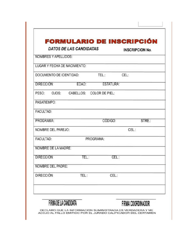 Formulario Inscripcion | PDF