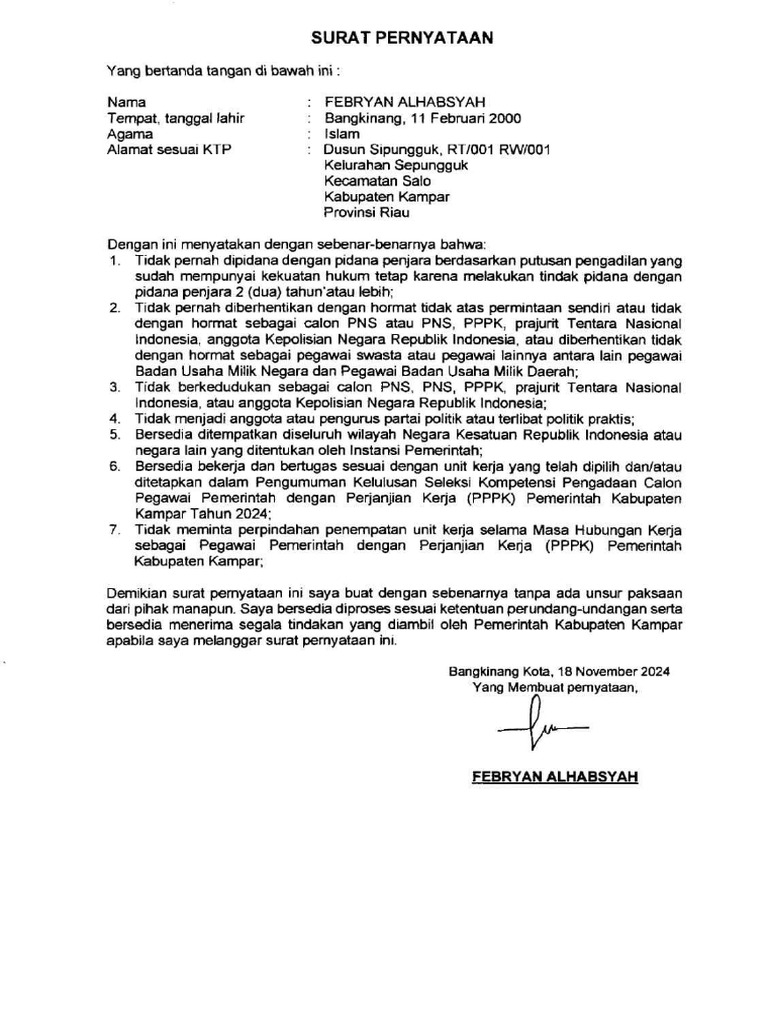 pernyataan rian | PDF