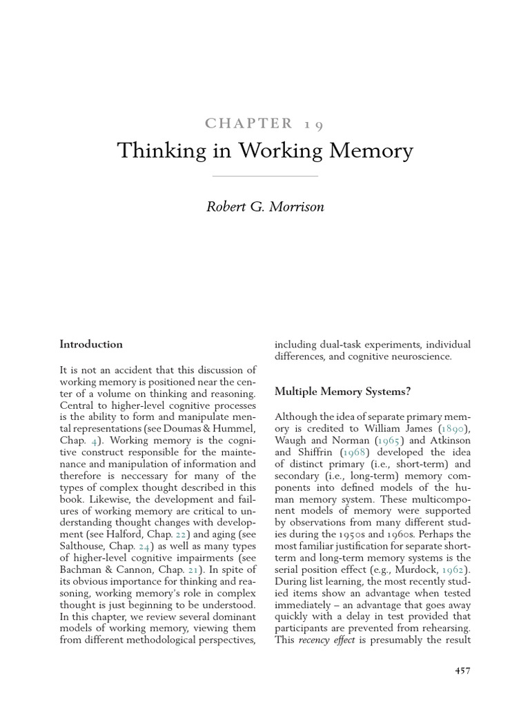 5 Thinking in working memory | PDF | Working Memory | Memory