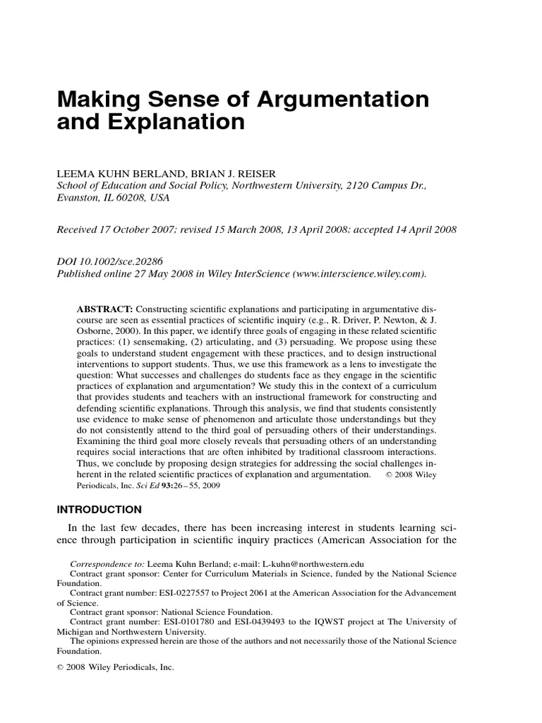 Understanding Scientific Argumentation | PDF | Science | Evidence