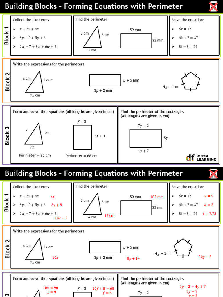 Building Blocks - Forming Equations With Perimeter | PDF | Elementary ...