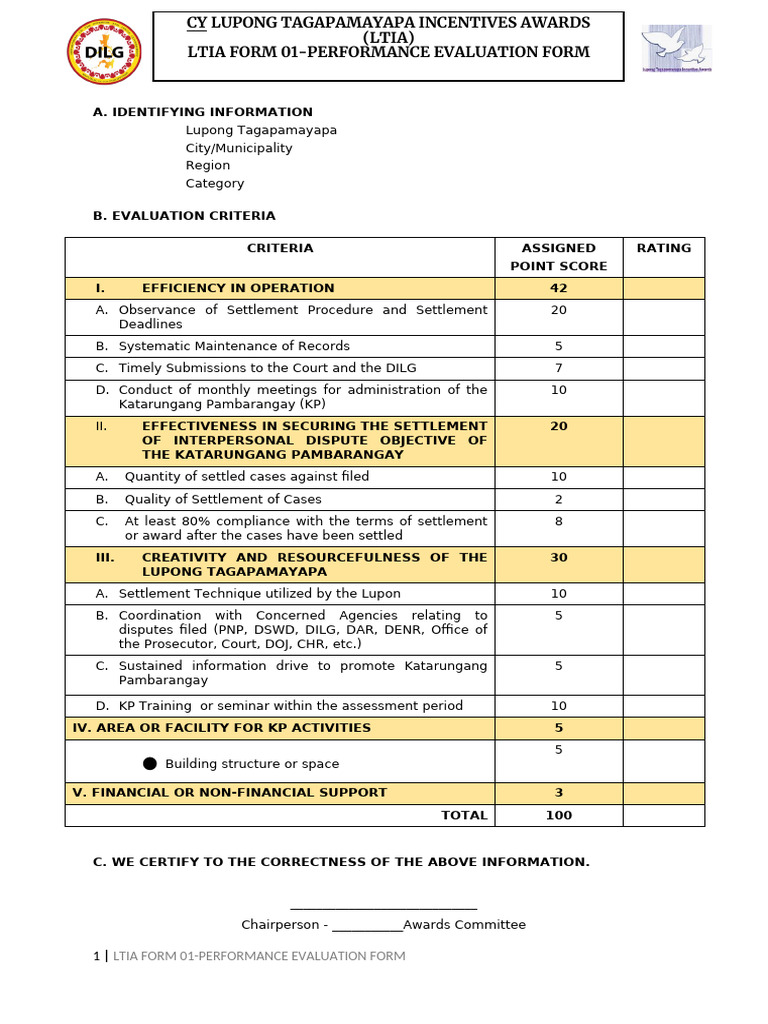(VIEW ONLY) Annex A - LTIA FORMS 1-7 | PDF | Performance Appraisal ...
