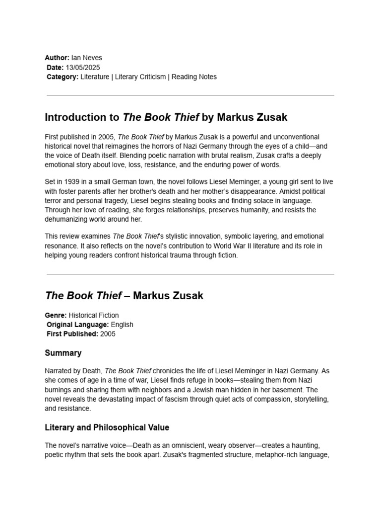 The Book Thief by Markus Zusak | PDF
