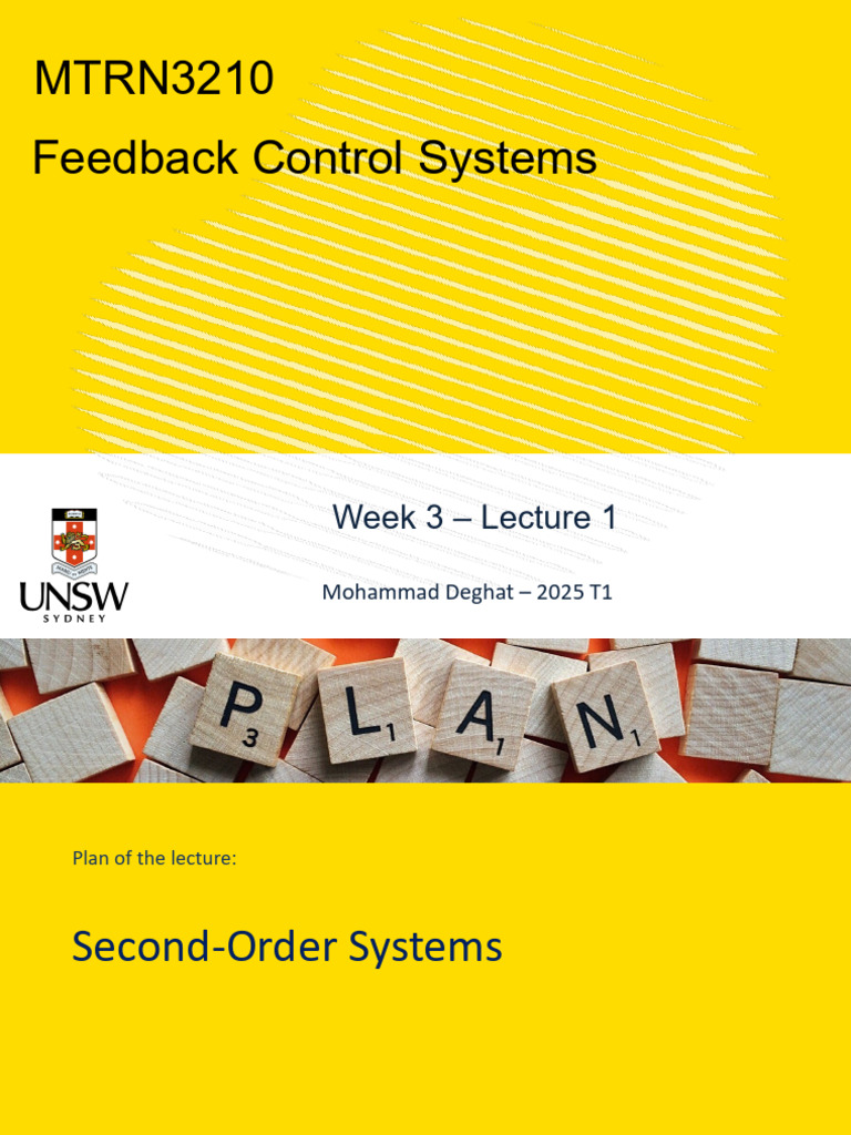 MTRN3210 W3L1 - Second-Order System | PDF | Damping | Computer Engineering