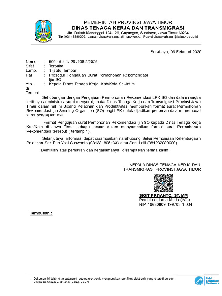 Prosedur Pengajuan Surat Permohonan Rekomendasi Ijin SO | PDF