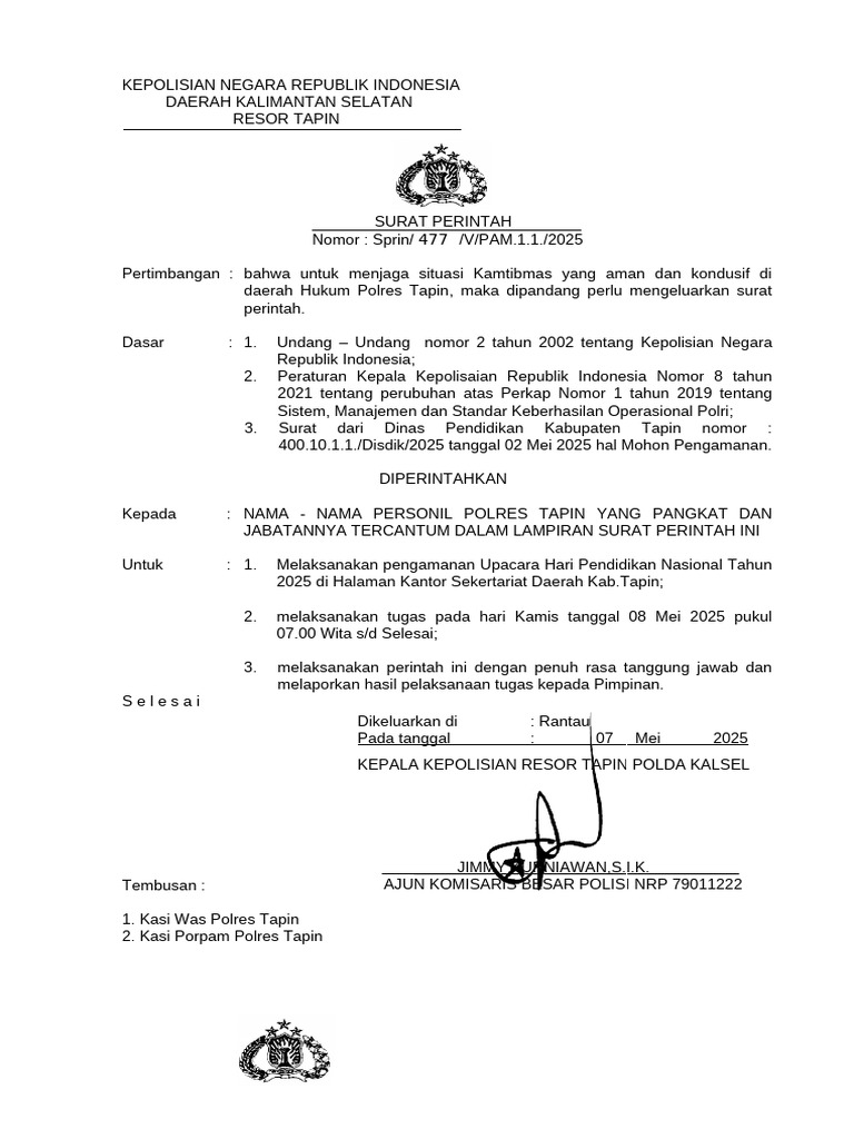 SPRIN GIAT PAM UPACARA HARI PENDIDIKAN NASIONAL TAHUN 2025 | PDF