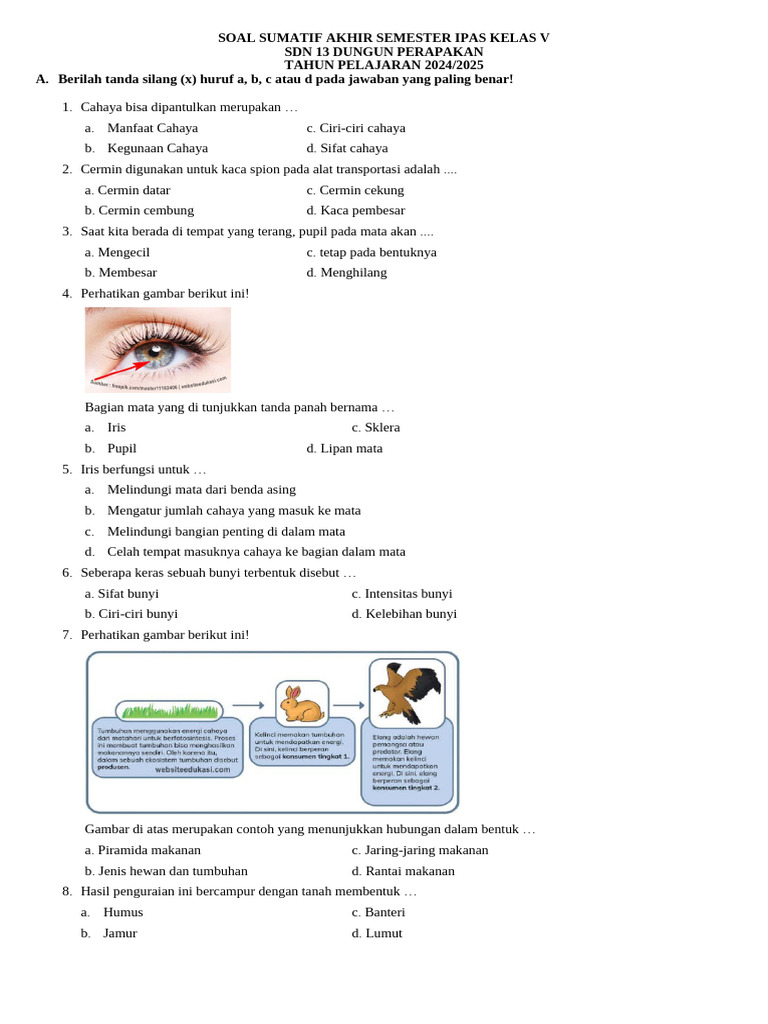 Soal SAS IPAS Kelas 5 SIP | PDF