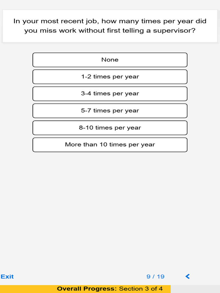 Work Absence Frequency Survey | PDF