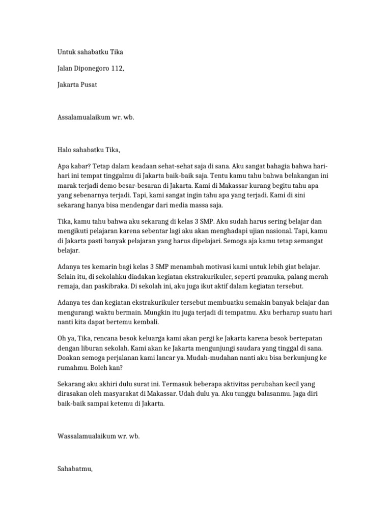 Surat Untuk Tika | PDF