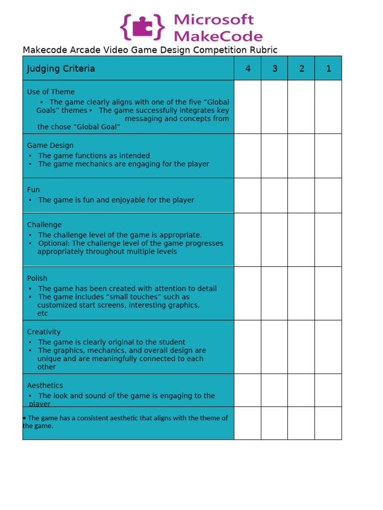 VGD Rubric (PDF - Io) | PDF