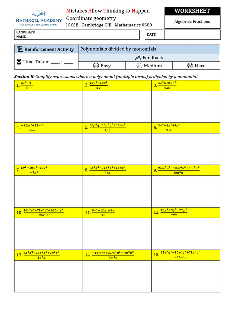 E2.3 Algebraic Fractions - Page 2 | PDF | Polynomial | Mathematical ...