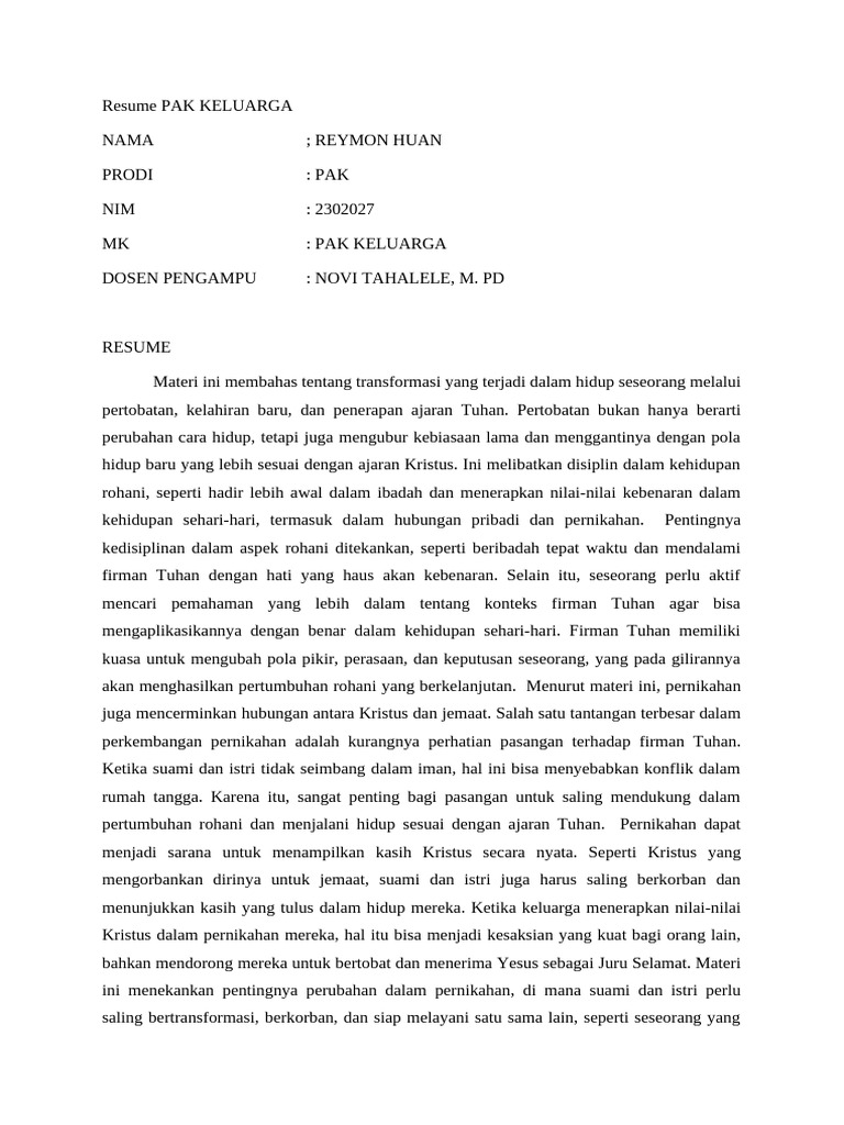 Resume PAK KELUARGA | PDF
