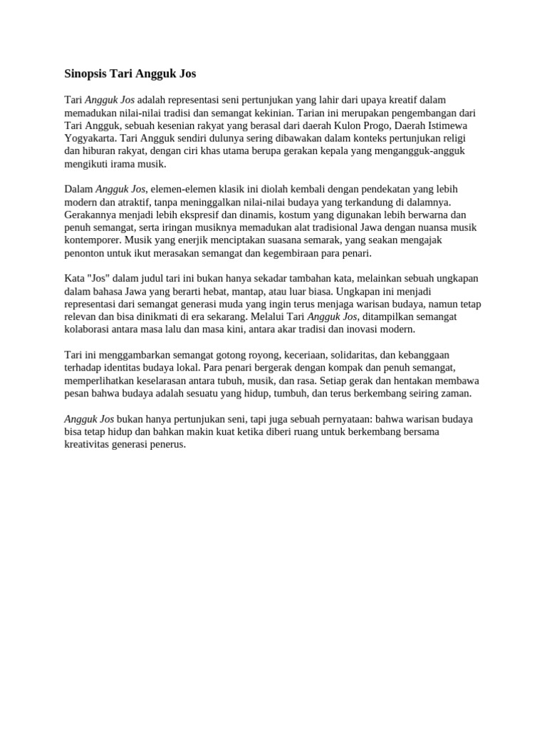 Sinopsis Tari Angguk Jos | PDF