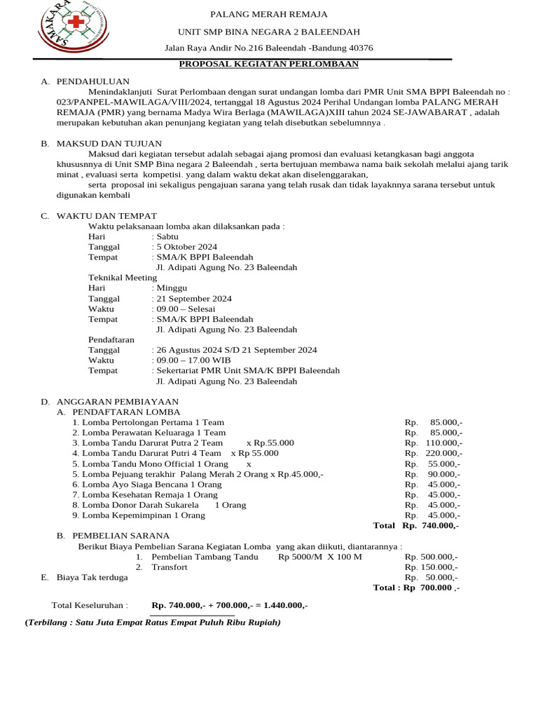 Proposal Lomba PMR MAWILAGA 2024 | PDF