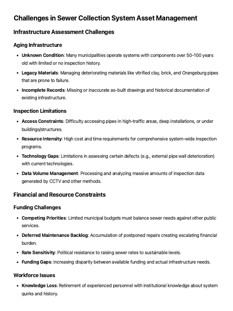 Challenges in Sewer Collection System Asset Management | PDF ...