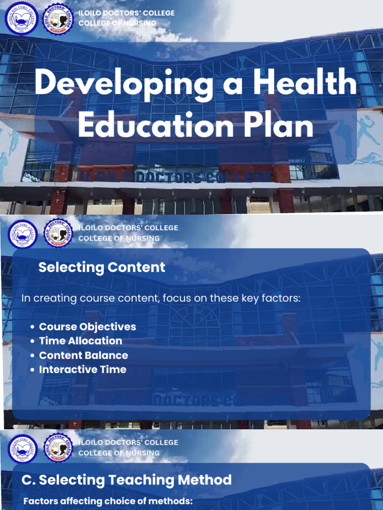 Developing a Health Education Plan | PDF | Learning | Teaching Method